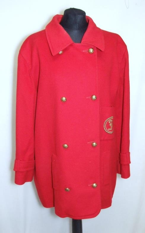 Ladies Basler Taupe Herring Bone Tweed Coat size 44 & Jaeger Red Wool ...