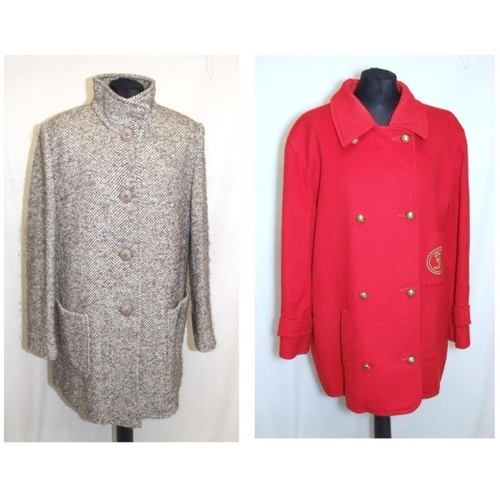 Ladies Basler Taupe Herring Bone Tweed Coat size 44 & Jaeger Red Wool ...