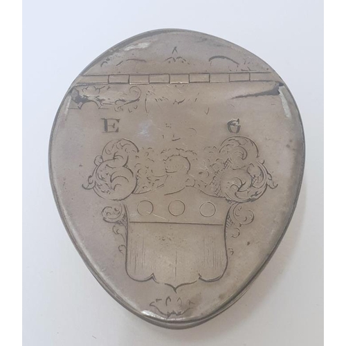 Unmarked White Metal C19th Conch Shell with engraved coat of arms to ...