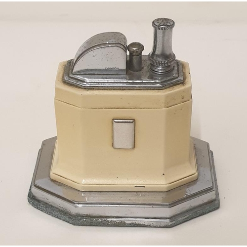 Ronson Touch Tip Art Deco Style Table Lighter with chrome & cream body