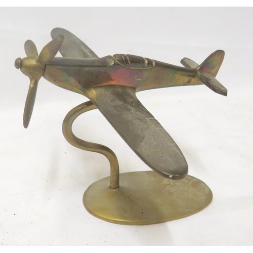 Brass Model Spitfire Aeroplane, approx. 11cm H