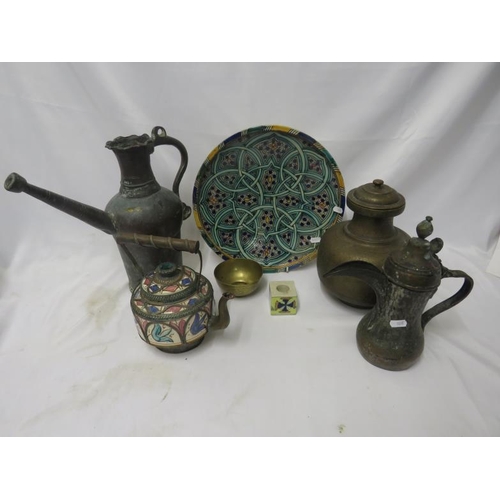 Middle Eastern Brassed Metal & Copper Pots, teapots, urn, pottery dish ...