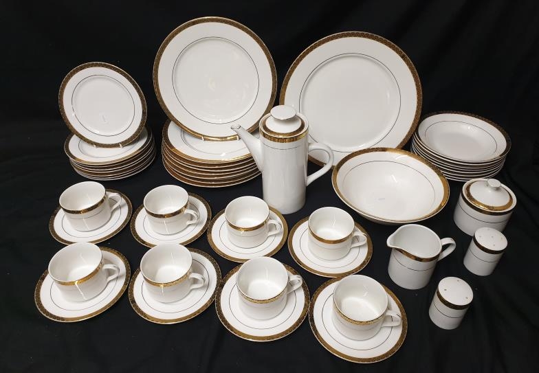 Sango George Town 8455 Dinner/Coffee Service white with gilt rim incl ...