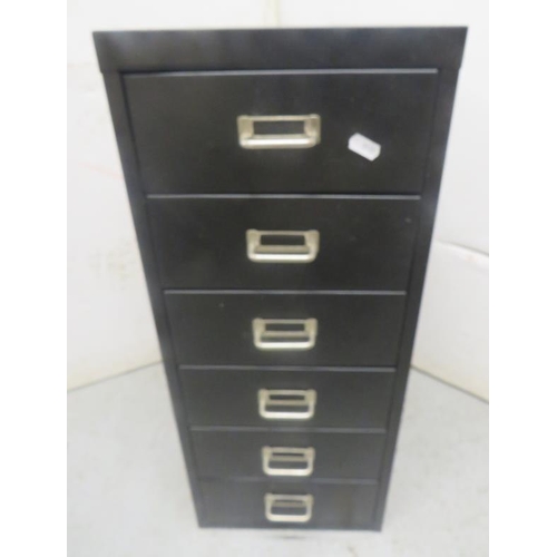 6 Drawer Black Metal Filing Cabinet approx. 40cm x 28cm x 67cm (A13)