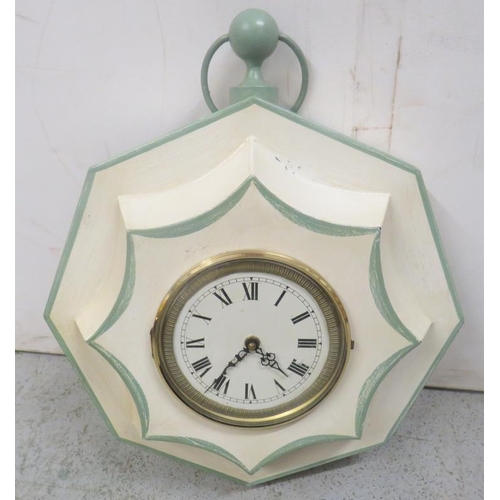French Kitchen Clock with quartz movement, white & green edged frame ...