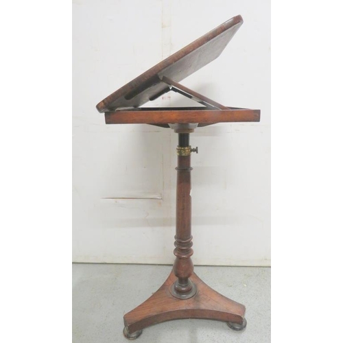 C19th George IV Style Reading Table Rosewood Side Table on tricorn base ...