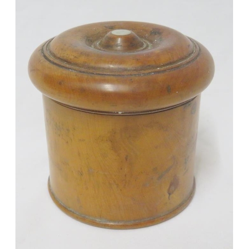 C19th Treen Powder Bowl with screw cap, internal powder puff approx ...