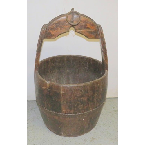 Chinese Wooden Water Carrier/Bucket approx. H58cm x Dia 35cm (A8)