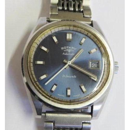 Boxed Gents Rotary Automatic 21 Jewel Wristwatch with blue face, date ...