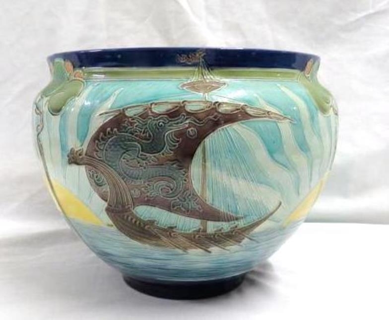 Burmantofts Faience Partie Colour Jardiniere by Jospeph Walmsley model ...