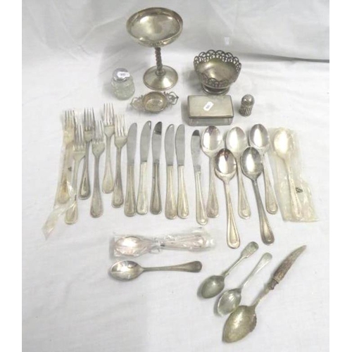 Viners Bead Pattern Knives & Forks, spoons, silver plated Valero goblet ...