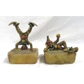 2 Ron Lee Brass on Rock Sculptures, handstand approx. 14cm H & lying ...