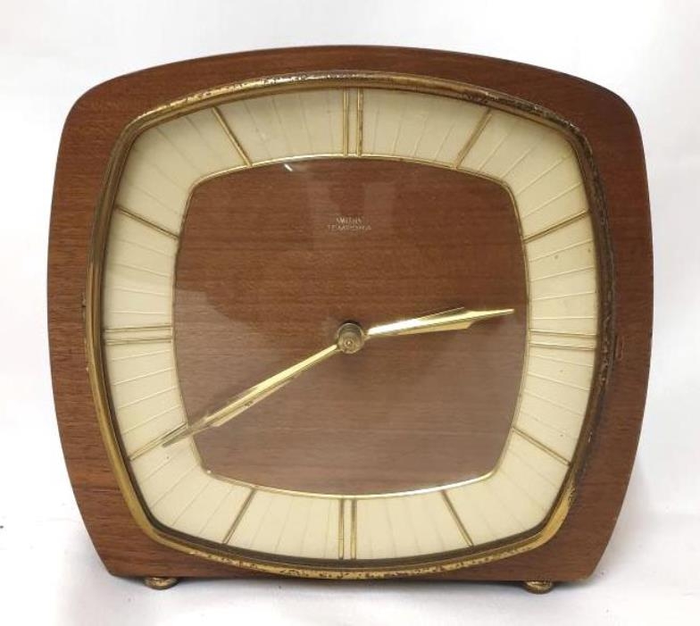 Smiths Tempora Retro Mechanical Mantel Clock, striking on gong with key ...