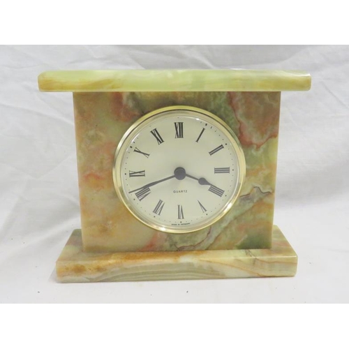 Onyx Mantel Clock approx. 16cm x 19.5cm