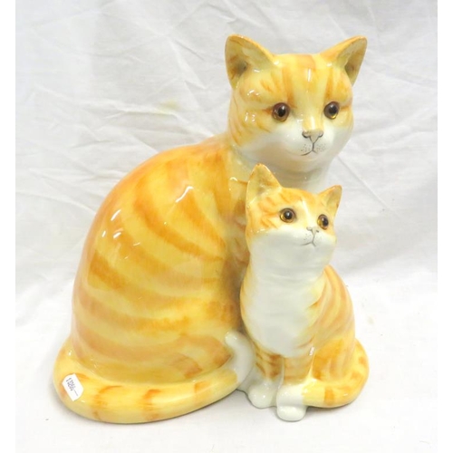 Just Cats & Co. Staffordshire 28cm H Seated Cat & Kitten with bead eyes