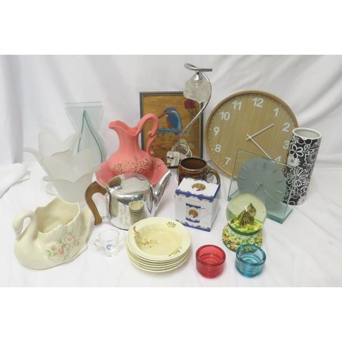 Cat Snowglobe, wall clocks, pink pitcher & basin, Picquot Ware Teapot ...