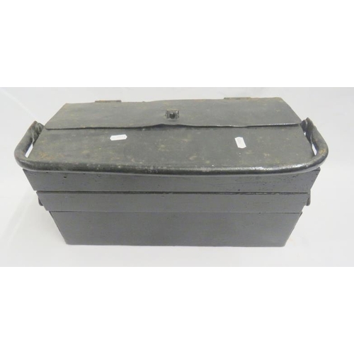 BDS Black Metal Cantilever Toolbox containing spanners, drill bits etc.