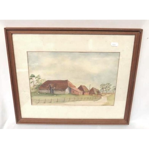 F/g Watercolour 'Coombe Farm Brabourne Kent' signed Gwendoline Thomas ...