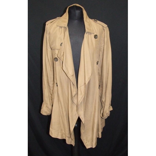 Ladies Abercrombie & Fitch Khaki Unlined Trench Coat size M & Oasis Unlined Black Coat size 12 (2)