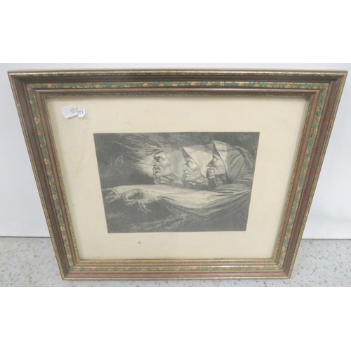 M/f/g Engraving Three Witches by Fusell Plate XVI approx. 35cm x 30cm ...