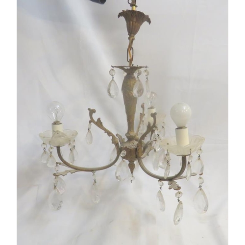 3 Branch Ceiling Light Fitting/Electrolier/Chandelier with crystal drip ...