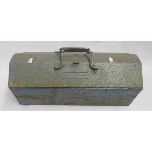 Draper Blue Metal Cantilever Toolbox containing files, screws, drill ...