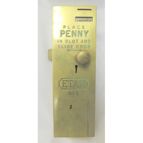 Brass ETAS Spend a Penny Vintage Loo Lock approx. 32cm x 10.5cm