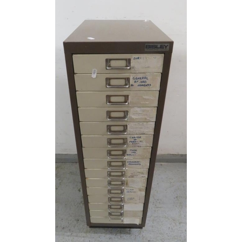 Bisley Precision Equipment 15 Drawer Filing Cabinet in brown & cream ...