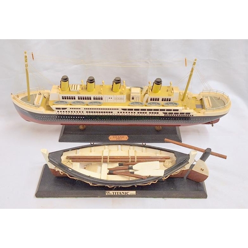 Replica Model of the Titanic approx. 50cm L & Lifeboat approx. 34.5cm L (2)