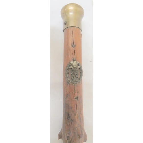 Brass Topped Military Natural Wood Walking Cane