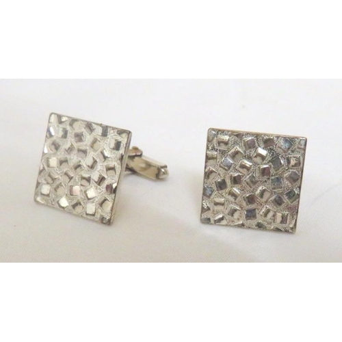 Pair of Sterling Silver Square Snap Back Cufflinks