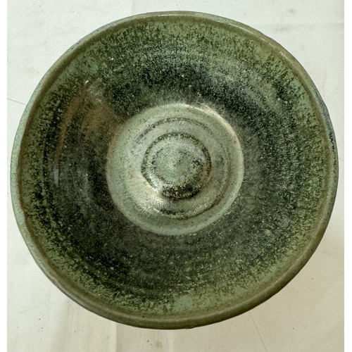 Mottled Pottery Pot & Cover approx. 10cm H, Chinese crackle glazed ...