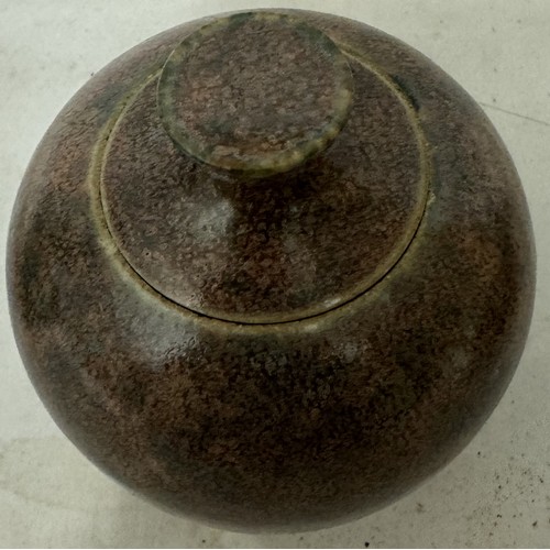 Mottled Pottery Pot & Cover approx. 10cm H, Chinese crackle glazed ...