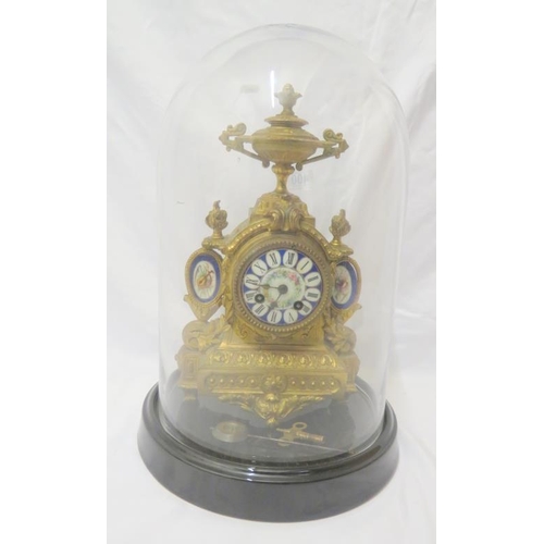 Enamelled/Ceramic Faced Ormolu Gilt Mantel Clock with Roman numerals, 2 ...