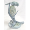 David Sharp Rye Pottery Bird on its' Nest, blue glazed pottery ...