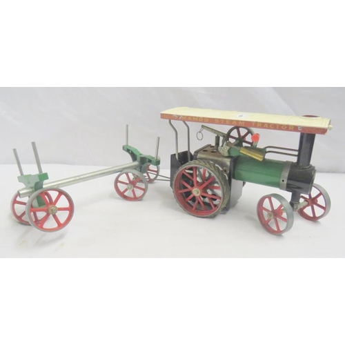 Mamod Steam Tractor with log trailer TE1A green body with red wheels ...
