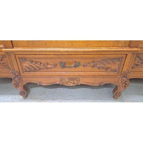 3 Section Armoire with central frieze, rococo style decoration in oak ...