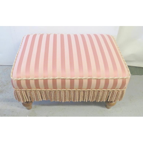 Pink Striped Footstool approx. 42cm x 64cm x 36cm H