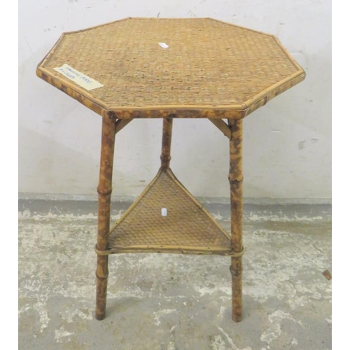 Tiger Bamboo Octagonal Side Table/Wine Table with under tier approx ...