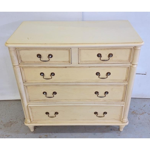 Cream Chest of Drawers, 2 short over 3 long drawers with plate brass ...