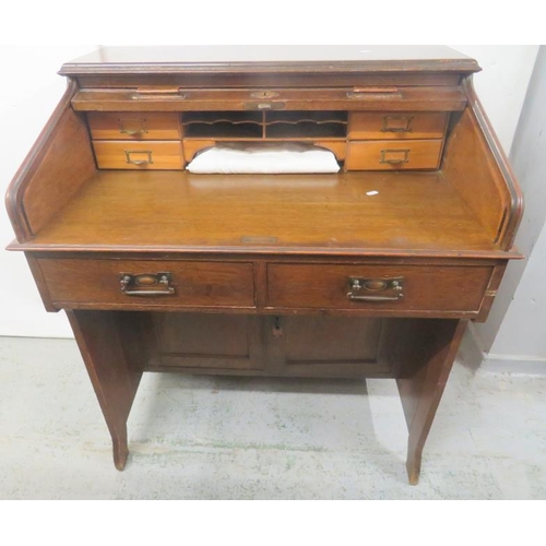 1920s Oak Lebus Roll Top Desk with single drawer to front approx. 61cm ...
