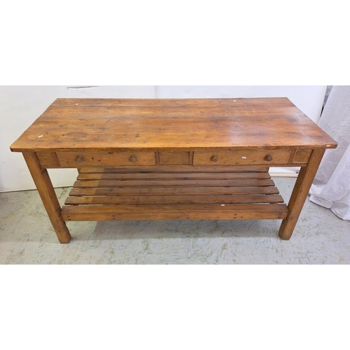 Rustic Farmhouse Kitchen Table/Side Table with 2 drawers to side, rack ...
