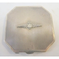 Small Engine Turned Silver Compact, no interior, set with RAF wings