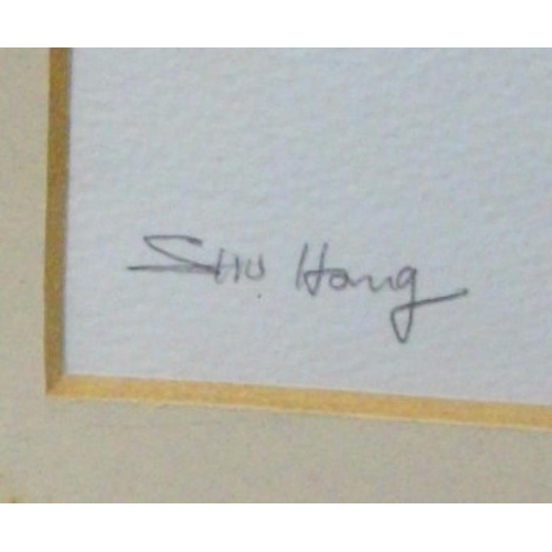 F/g Watercolour on Paper of Bird of Prey signed Shu Hong approx. 44cm H ...