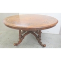 Victorian Oval Burr Walnut Centre Table on 4 castor supports with ...