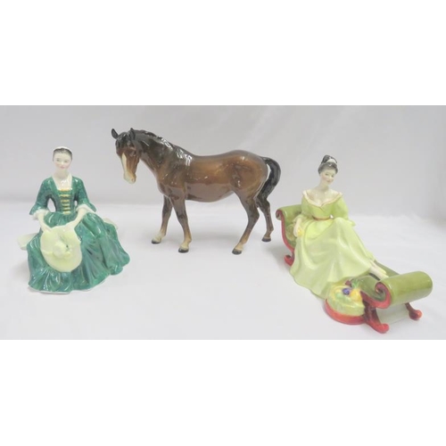 Royal Doulton Figurine At Ease HN2473, A Lady from Williamsburg HN2228 ...