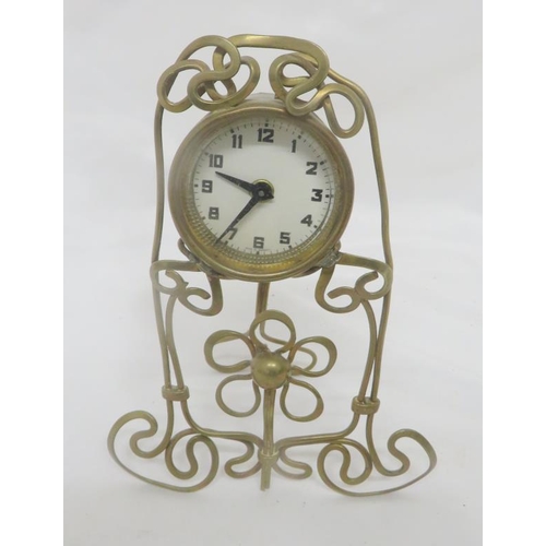 Small Brass Art Nouveau Style Clock marked Made in Germany approx. 17cm H