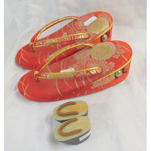 Pair of Red Japanese Okobo Child's Sandals, young girl/coming of age ...