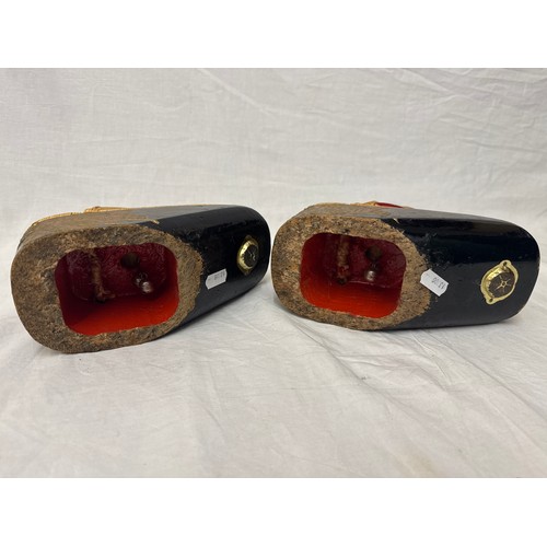 Pair of Japanese Okobo Shoes in black with gilt decoration