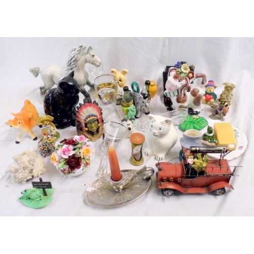 Ceramics & Glassware incl. Beswick white shire horse A/f, black cats ...